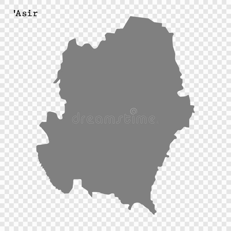 Asir Map. Political Map of Asir. Asir Map of Saudi Arabia with White ...