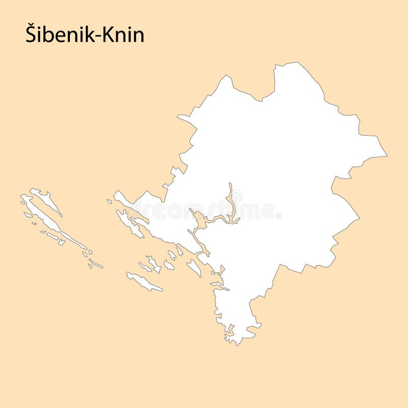 High Quality Map of Sibenik-Knin is a Region of Croatia Stock Vector ...