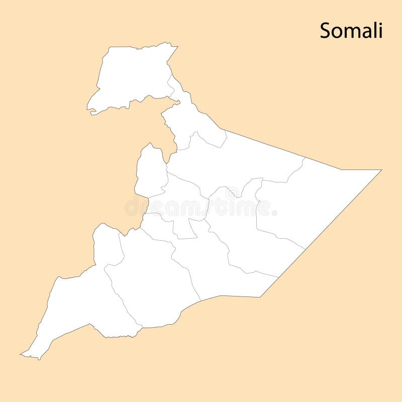 High Quality Map of Somali is a Region of Ethiopia Stock Vector ...