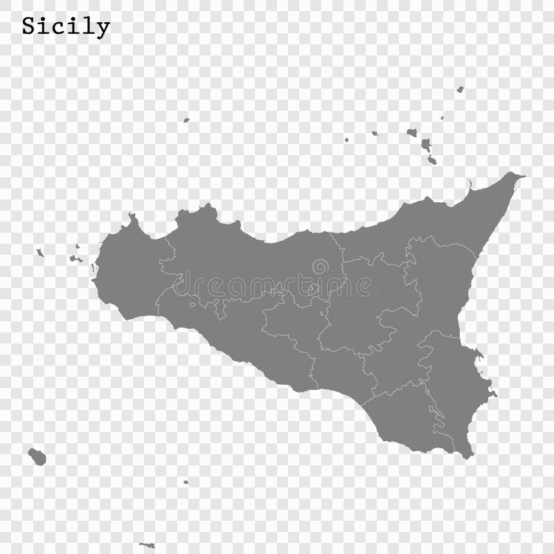 Sicily Map. State and District Map of Sicily Stock Vector ...