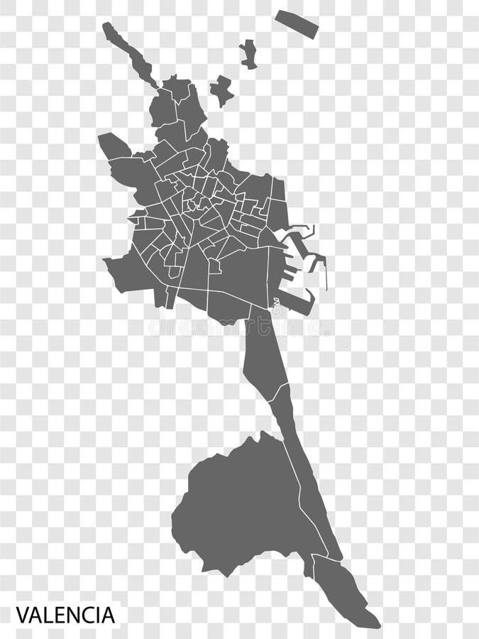 High Quality Map of Valencia is the City of Spain, with Borders of the ...