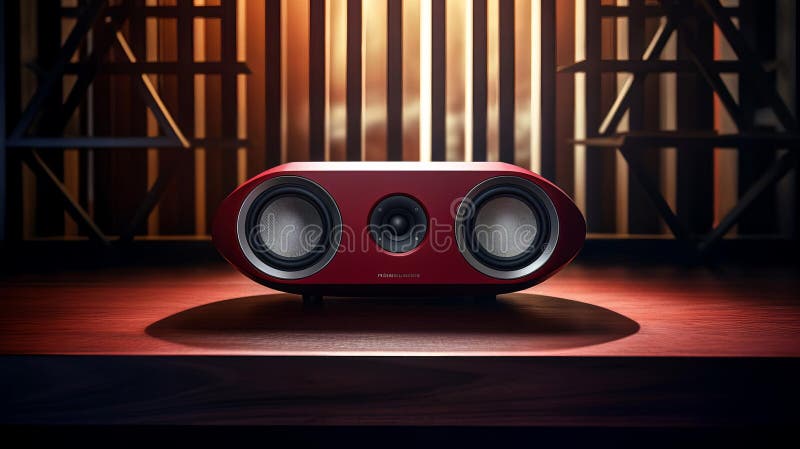 High-quality Maroon Speaker on Table in Study Room Stock Illustration ...