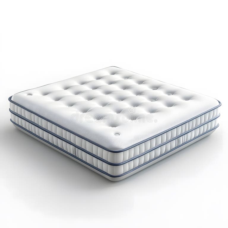 Luxurious Mattress with a White Tufted Top and Blue Trim Perfect for a ...