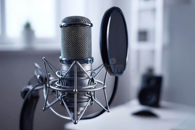 High-quality Microphone Setup for Podcast Recording in a Bright Home ...
