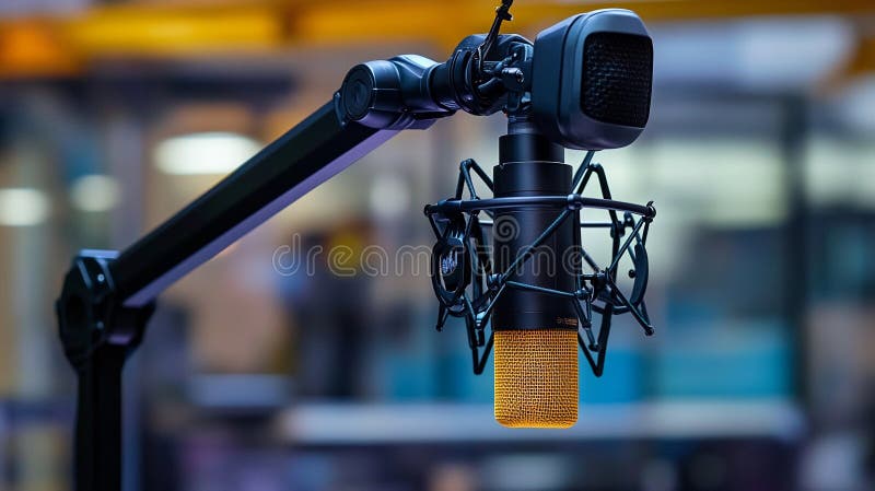 High-quality Microphone on a Stand Ready for Recording in a Studio ...