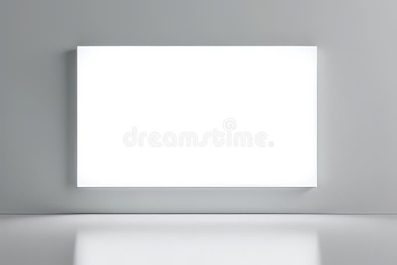 Empty White Rectangle Display Mockup Against a Gray Wall a Versatile ...