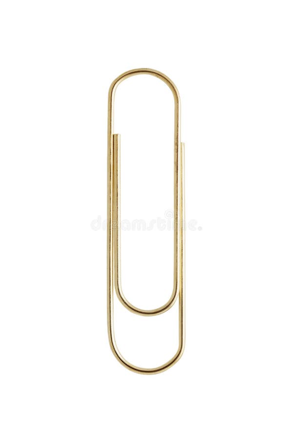 Gold Paperclip Isolated stock photo. Image of wire, common - 47820804