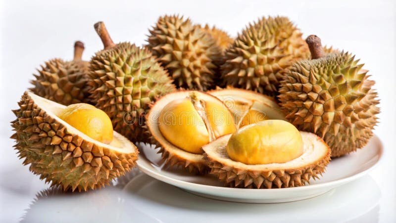 High Quality Photo, Durian, White Background. Stock Illustration ...