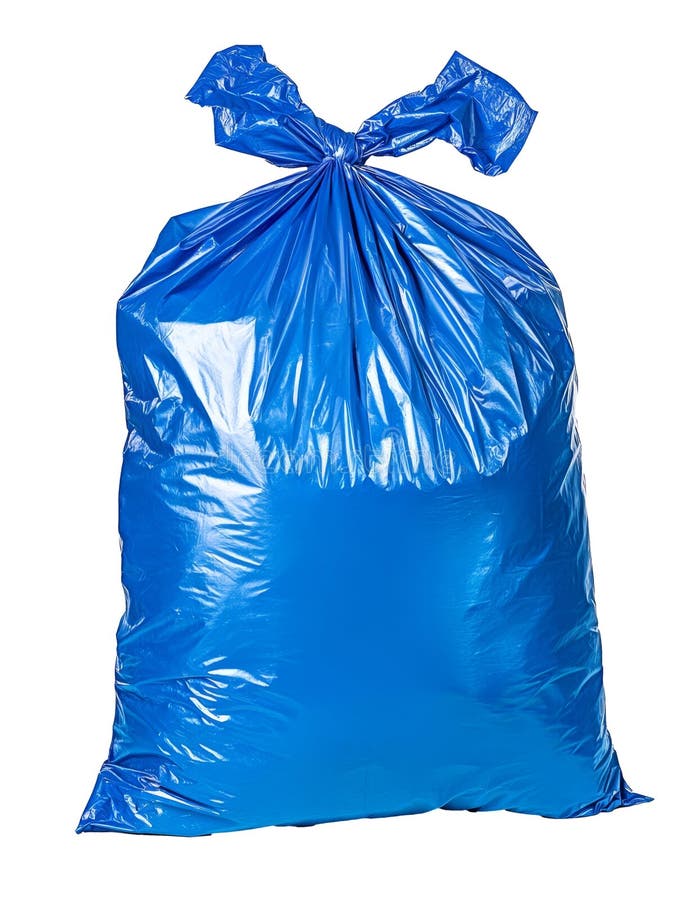 High-Quality PNG Blue Plastic Trash Bag Isolated on White Stock ...