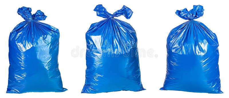 High-Quality PNG Blue Plastic Trash Bags Isolated on White Stock ...