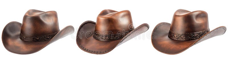 High-Quality PNG Brown Leather Cowboy Hat - Multiple Views Stock ...