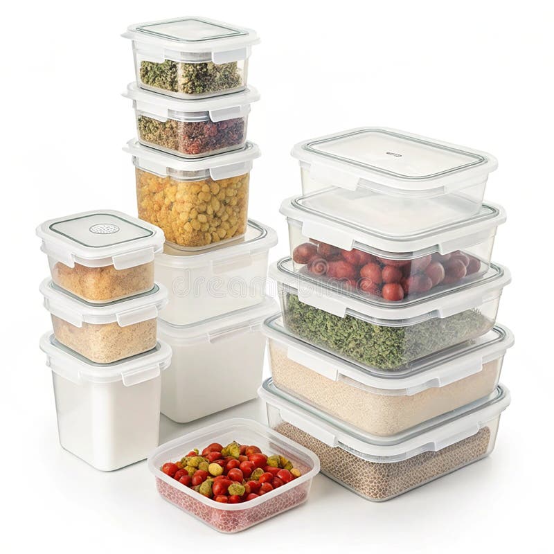 Plastic Stackable Storage Containers PNG Stock Illustration ...