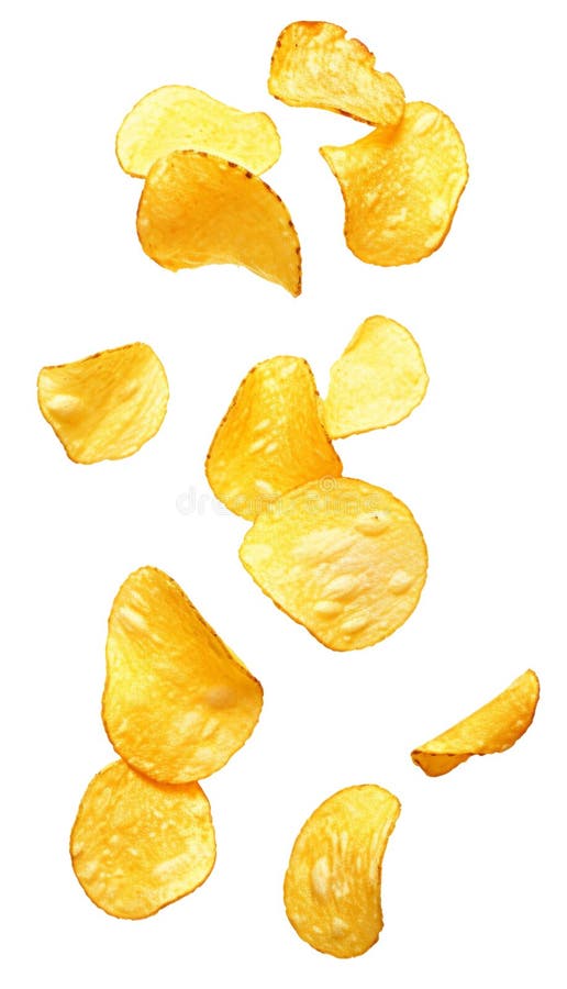 High-Quality PNG Potato Chips Falling Isolated on White Stock ...