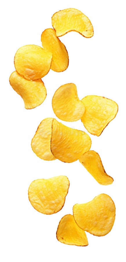 High-Quality PNG Potato Chips Falling Isolated on White Stock ...