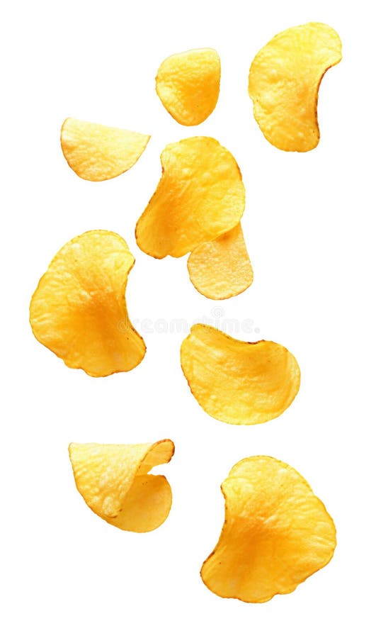 High-Quality PNG Potato Chips Falling Isolated on White Background ...