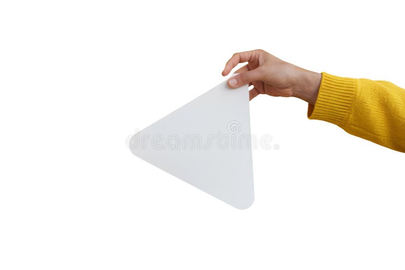 High-Quality PNG White Triangle Mockup Held in Hand on White Background ...