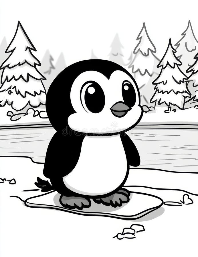 For High Quality, Print this Christmas Penguin Coloring Book Page on 8 ...