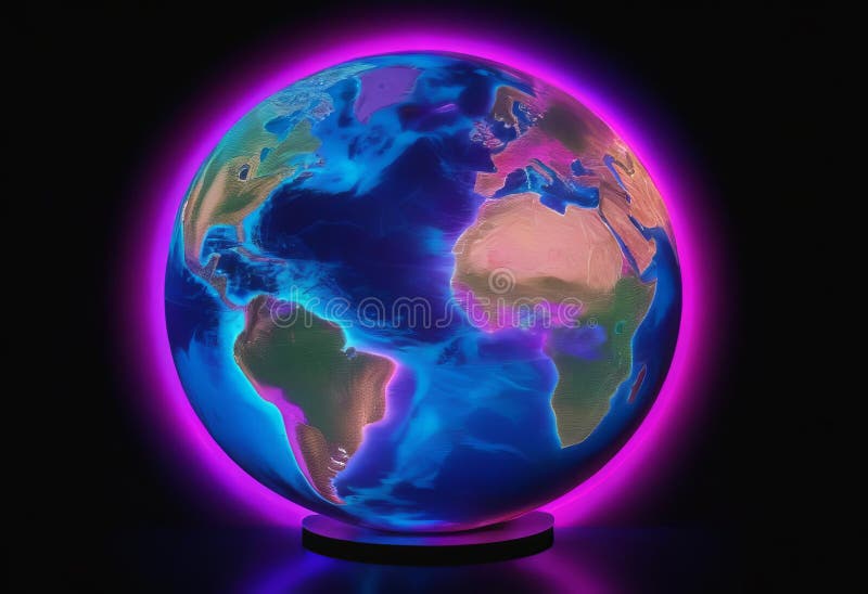 A High Quality Professional Photo of a Neon Planet Earth Globe Stock ...