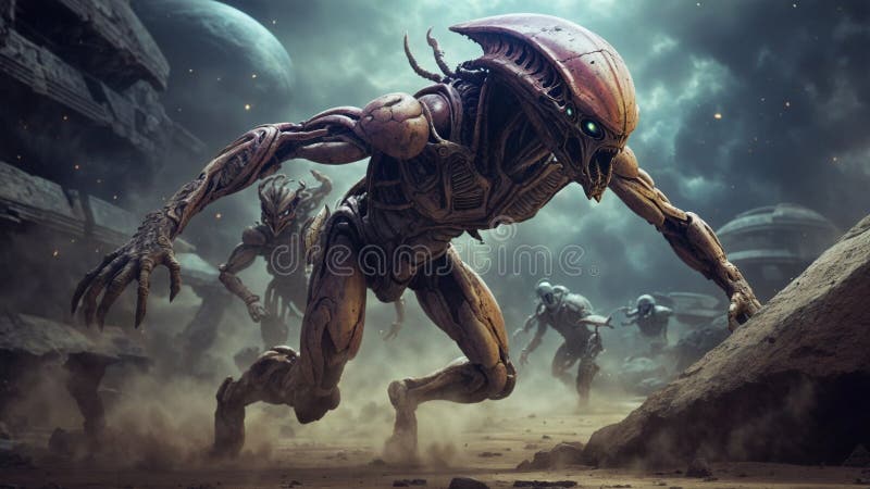 High Quality Realistic Alien. Alien are Attacked by Humans. Generative ...