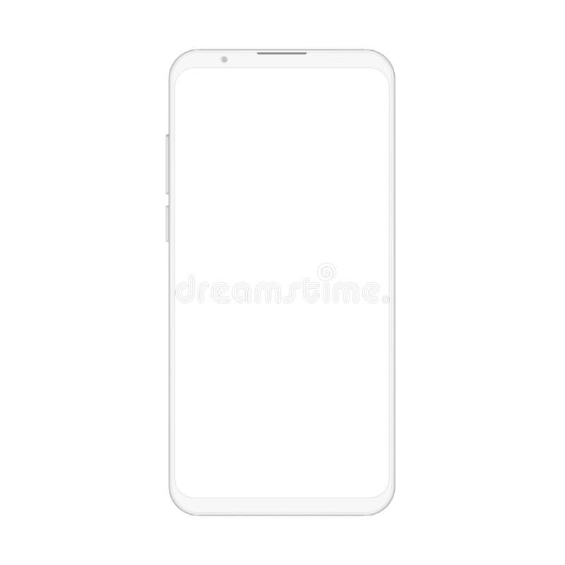 High Quality Realistic Trendy Soft Clean No Frame White Smartphone with ...