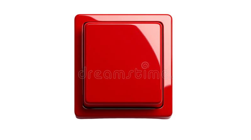 Red Glossy Square Button Switch Digital Render 3d Ui Ux Off Icon Power ...