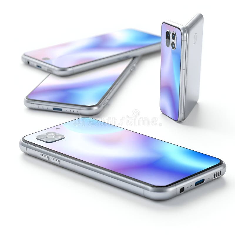 Realistic Smartphone in Various Views Stock Illustration - Illustration ...