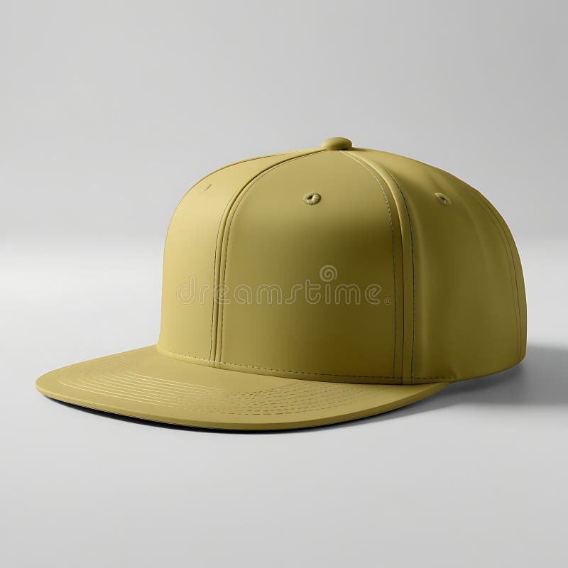 High-Quality Render of a Solid Mustard Yellow Flat-Brimmed Baseball Cap ...