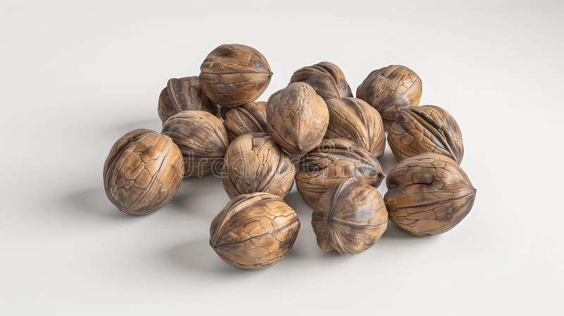 A Pile of Realistic Walnuts on a Neutral Background, Showcased in a ...