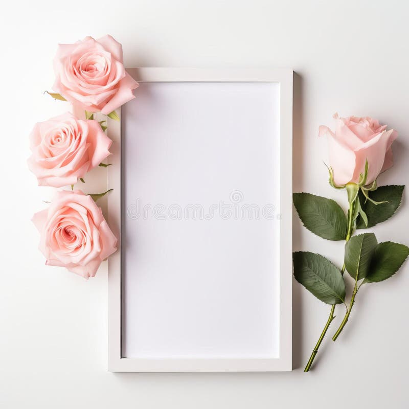 High-quality 5x7 Rose Picture Frame Blank Mockup Design Template Stock ...