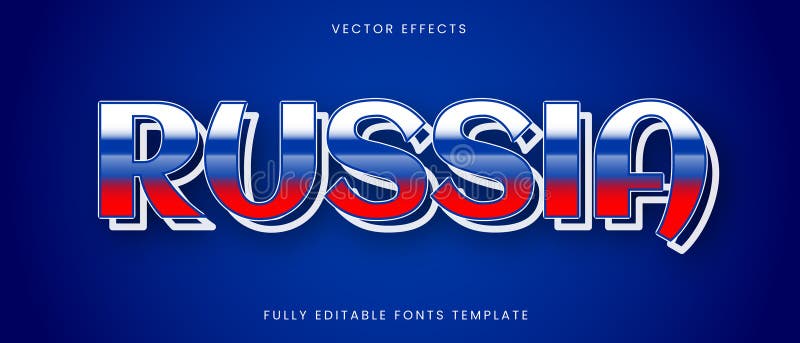 Russia Text Effects Vector Template – Editable 3D Typography Design ...