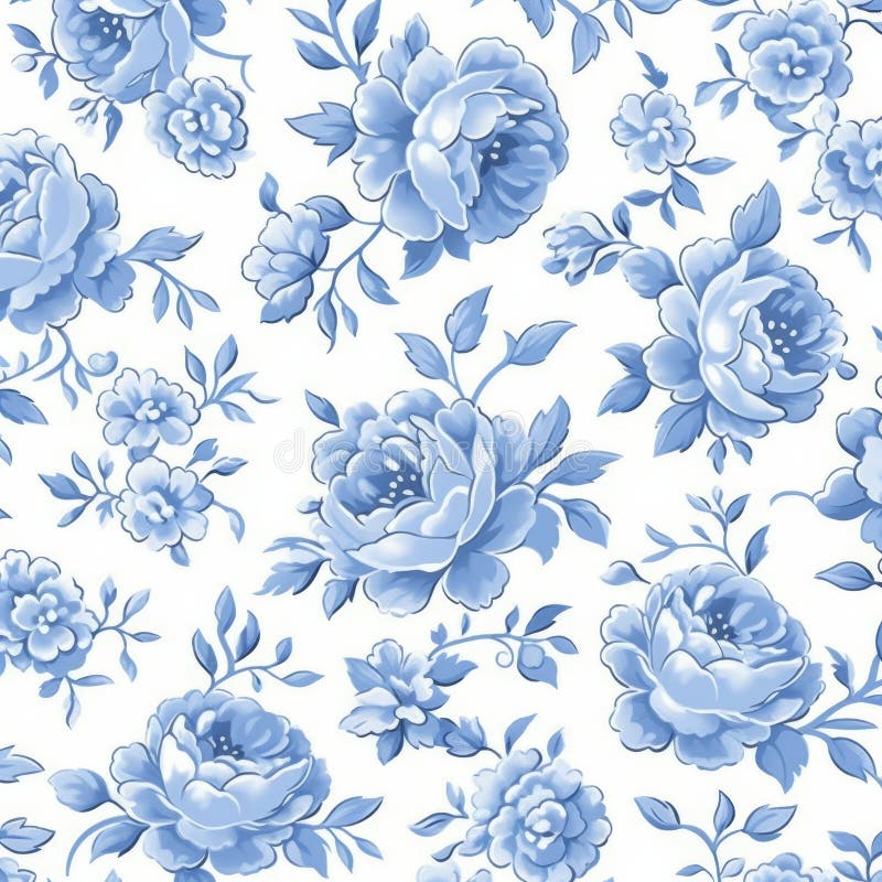 High Quality Seamless Blue Floral Pattern on White Background Versatile ...