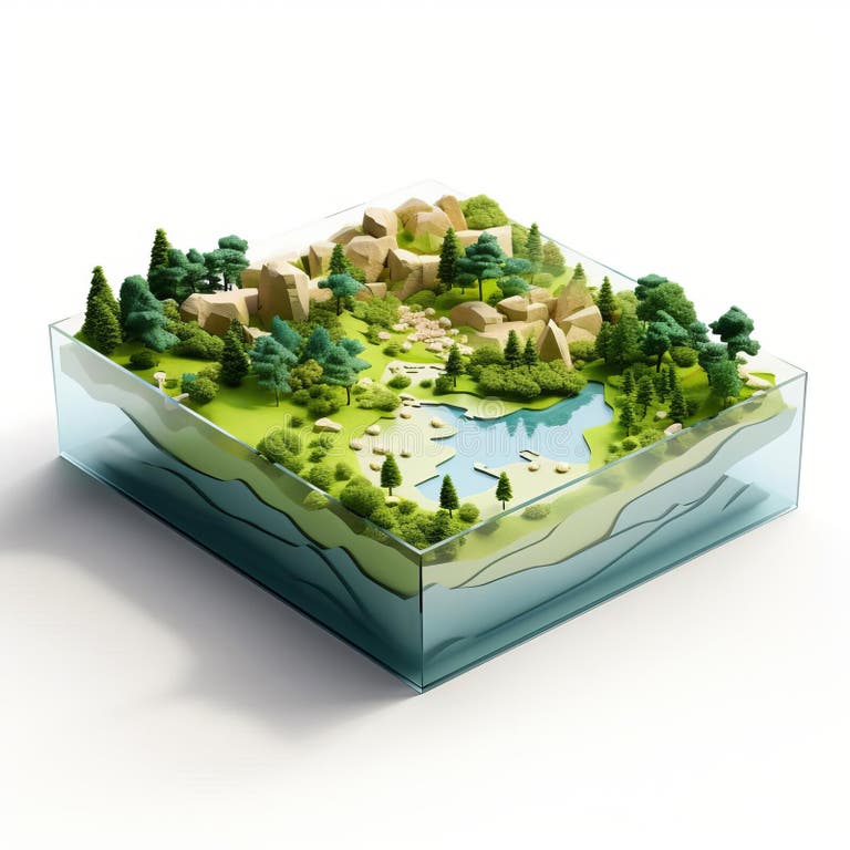 High-quality Shiny Plastic Isometric Square Peninsula Model Image Stock ...