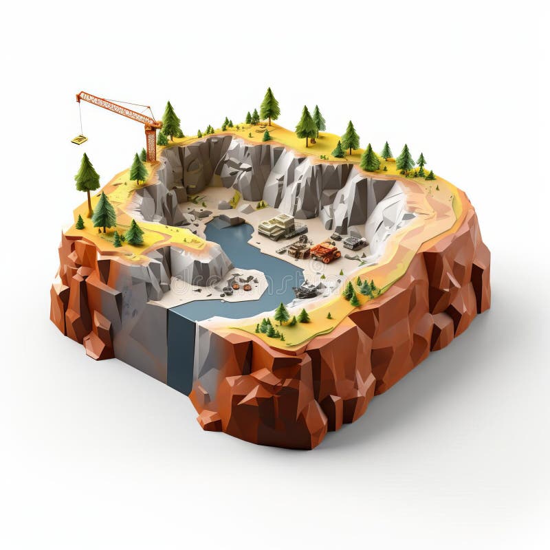 High-quality Shiny Plastic Isometric Square Quarry Model Design Stock ...
