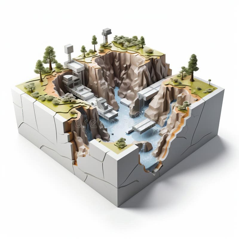 High-quality Shiny Plastic Isometric Square Quarry Model Image Stock ...