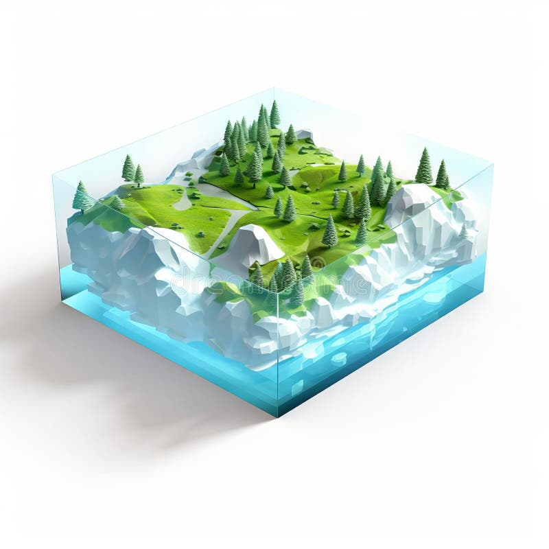 High-quality Shiny Plastic Isometric Square Tableland Model Design ...