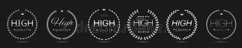 High Quality Silver Laurel Wreath Label Set Stock Vector - Illustration ...