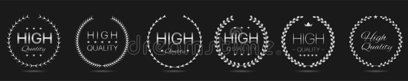 High Quality Silver Laurel Wreath Label Set Stock Vector - Illustration ...