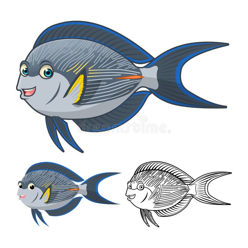 High Quality Sohal Surgeonfish Cartoon Character Include Flat Design ...