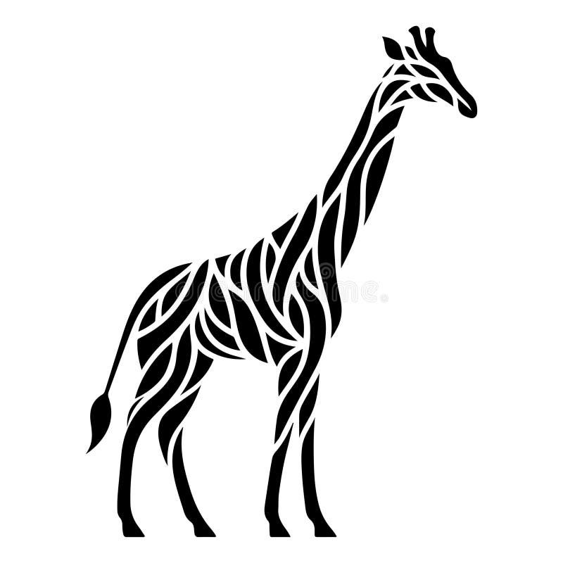 A Stylized Giraffe Silhouette Adorned with Elegant Tribal Patterns ...