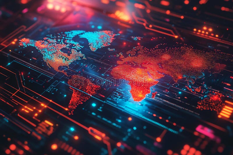 Global Technology Network: World Map Icon Design. Perfect for Websites ...