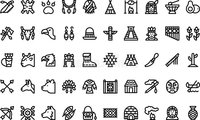 American Indigenous Icons High-Quality Vector Icons Collection with ...
