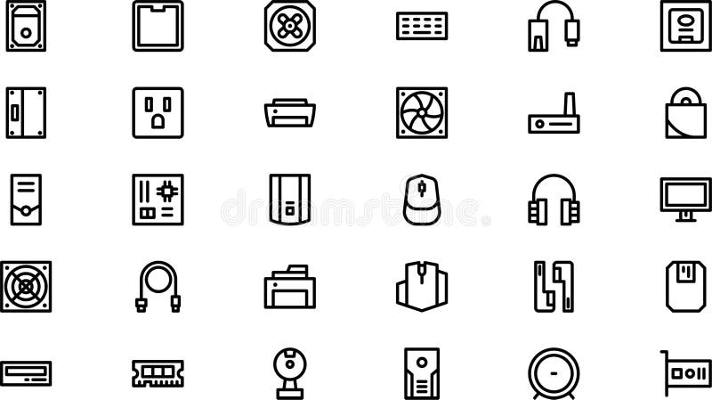 Computer Parts Icons High-Quality Vector Icons Collection with Editable ...