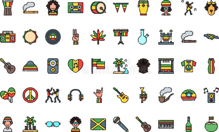 Reggae High-Quality Vector Icons Collection with Editable Stroke. Ideal ...