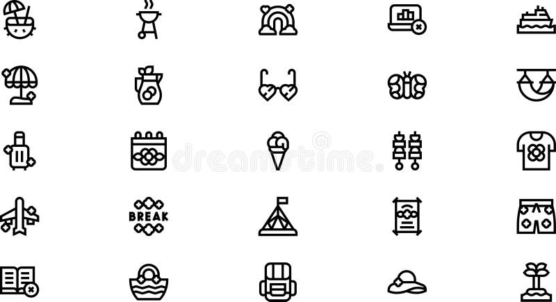 Spring Break Icons High-Quality Vector Icons Collection with Editable ...
