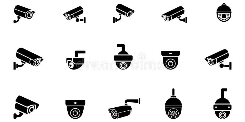 Security Camera Icons Cctv Surveillance System Stock Vector ...