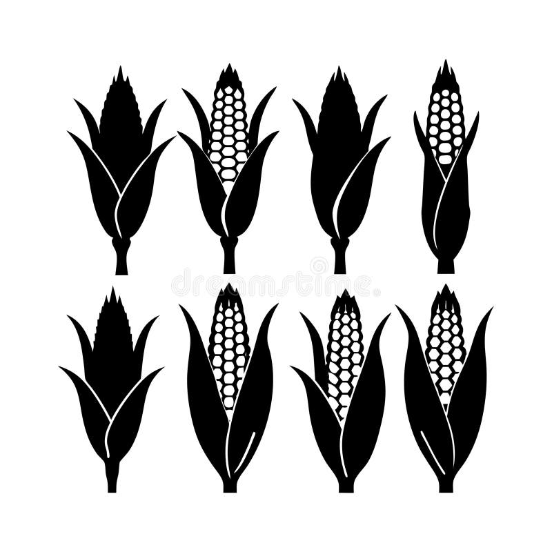 High-Quality Vector Illustration of 8 Corn Silhouettes Stock Vector ...