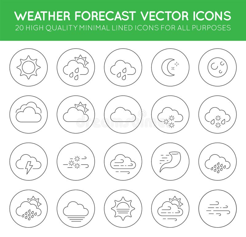 Minimal Weather Related Vector Line Icons Stock Illustrations – 17 ...