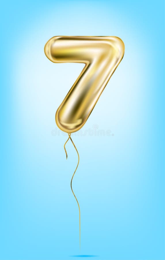 High Quality Vector Image of Gold Balloon Numbers. Digit 7, Seven Stock ...