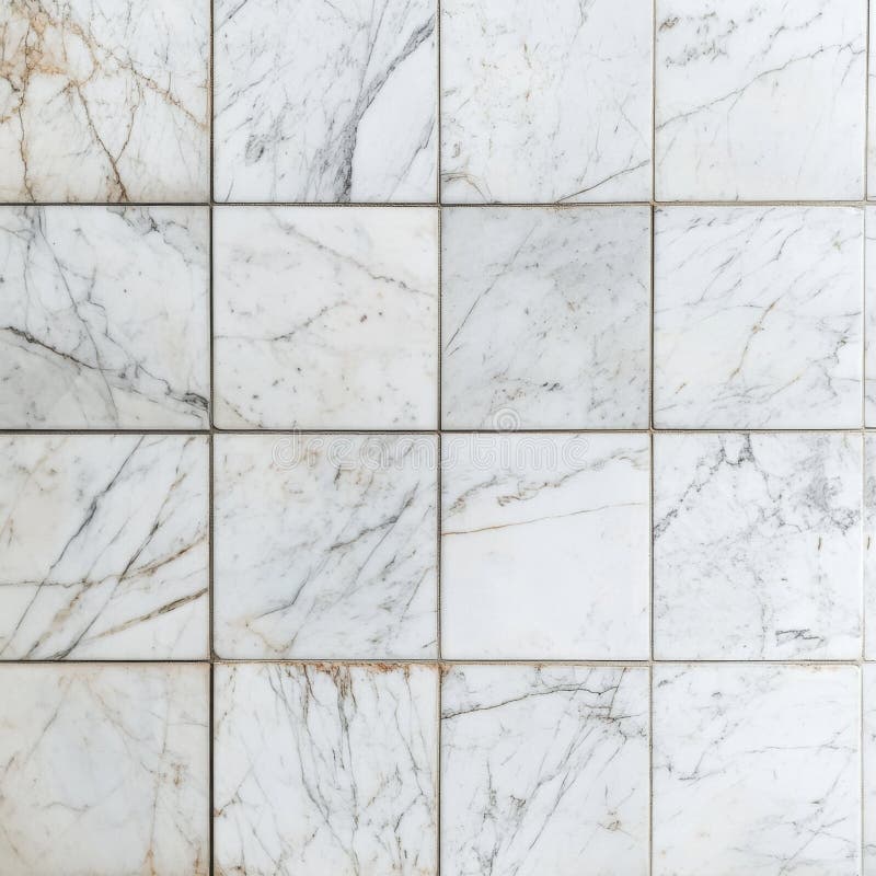 Elegant White Marble Tiles with Natural Veins and Subtle Texture in a ...