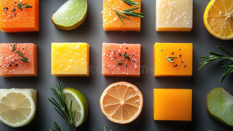 High-Resolution Food Photography Featuring Grey Geometric Pattern with ...